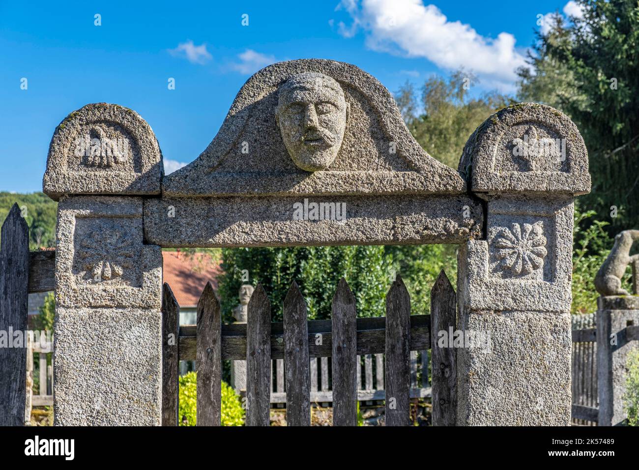 France, Creuse, Franseches, Masgot hamlet, sculptures by François ...