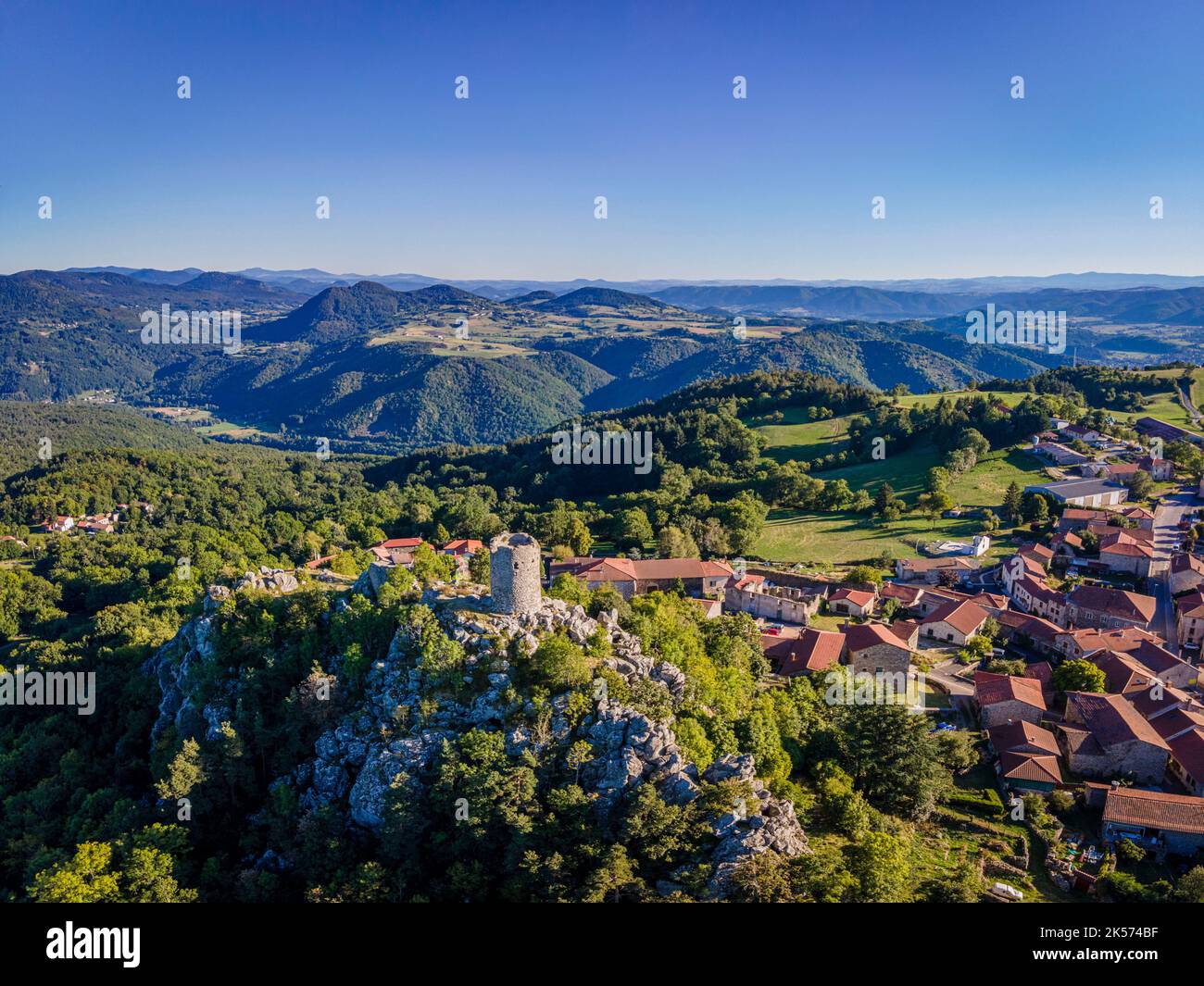 France, Haute Loire, Roche en Regnier, upper Loire valley and the Velay ...