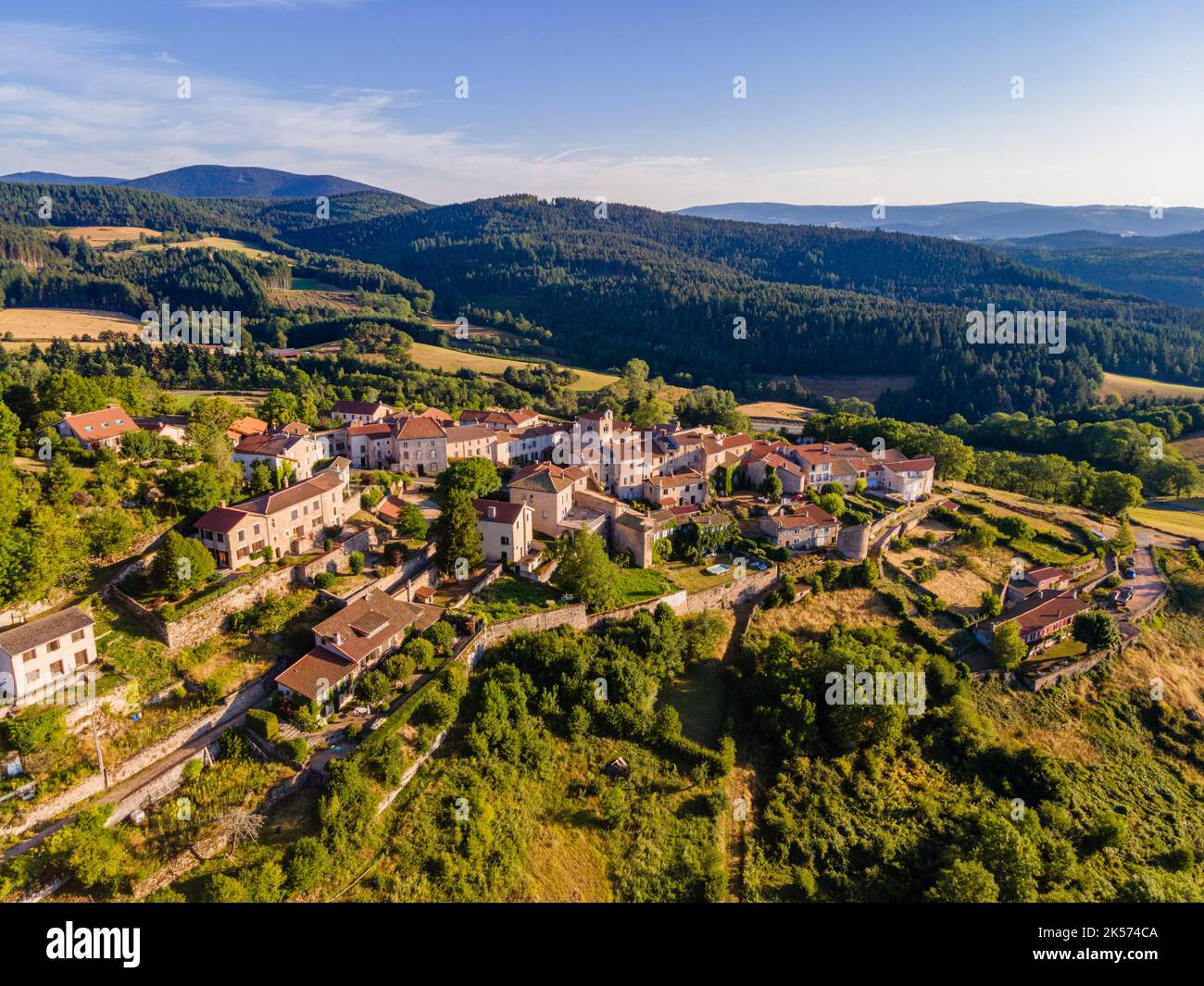 France, Loire, Monts du Forez, the historic village of Cervieres ...