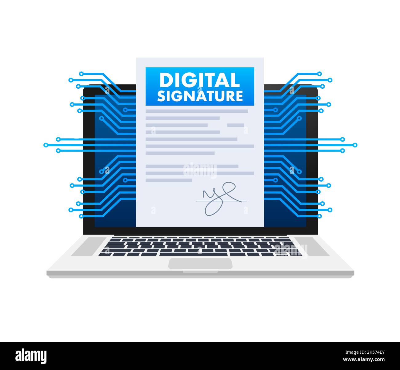 Electronic contract or digital signature concept. Vector stock illustration Stock Vector Image ...