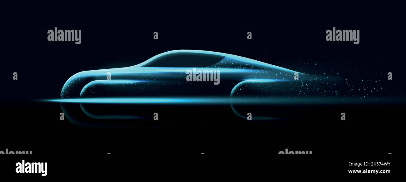 Futuristic blue neon car Stock Vector Image & Art - Alamy