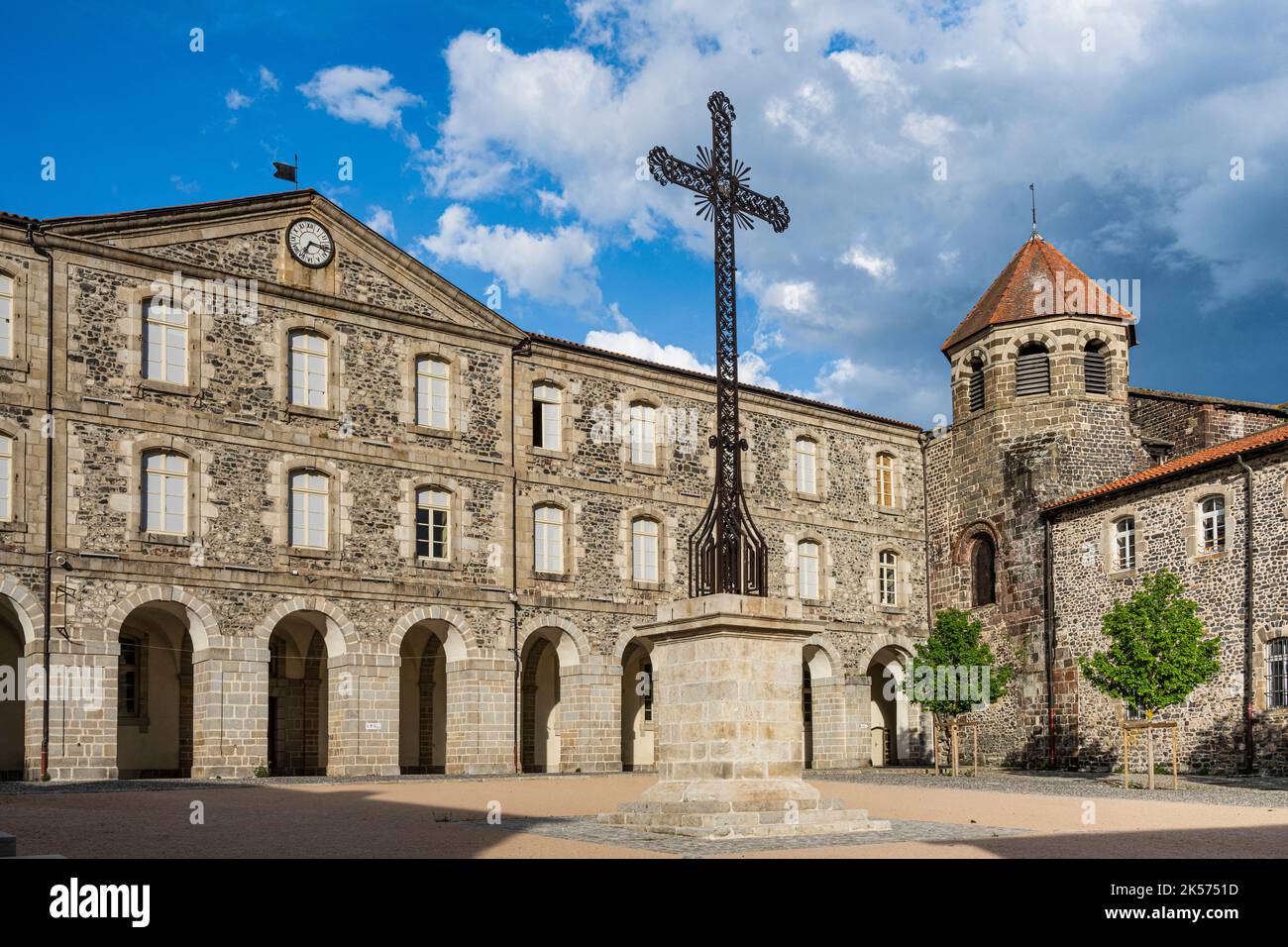 France, Haute Loire, , hiking with a donkey on the Robert Louis ...