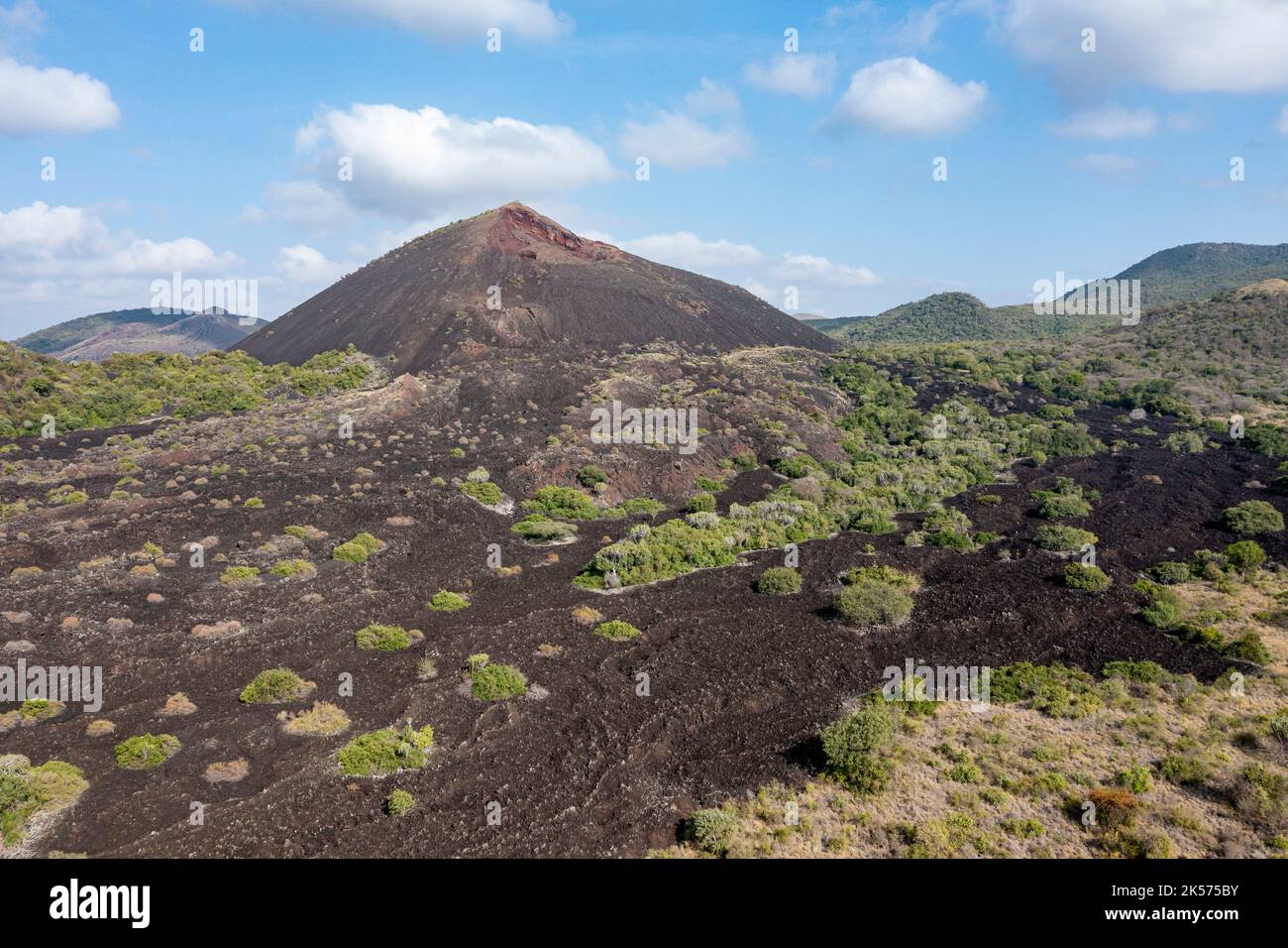 Kenya, Tsavo East national park, lava field of an old volcanic eruption ...