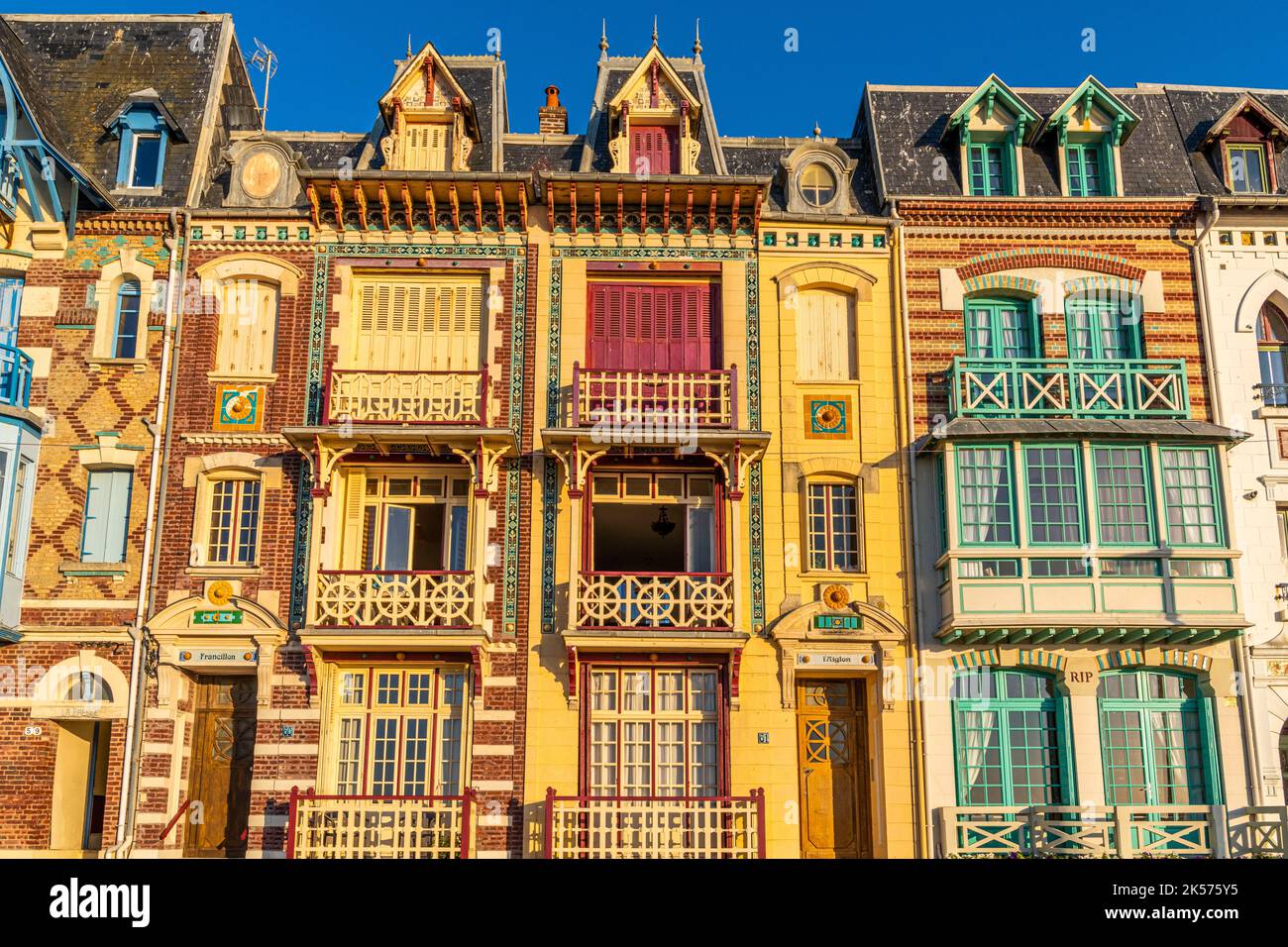 France, Somme, Baie de Somme, Mers les Bains, Seaside resort, Belle Epoque villas Stock Photo ...