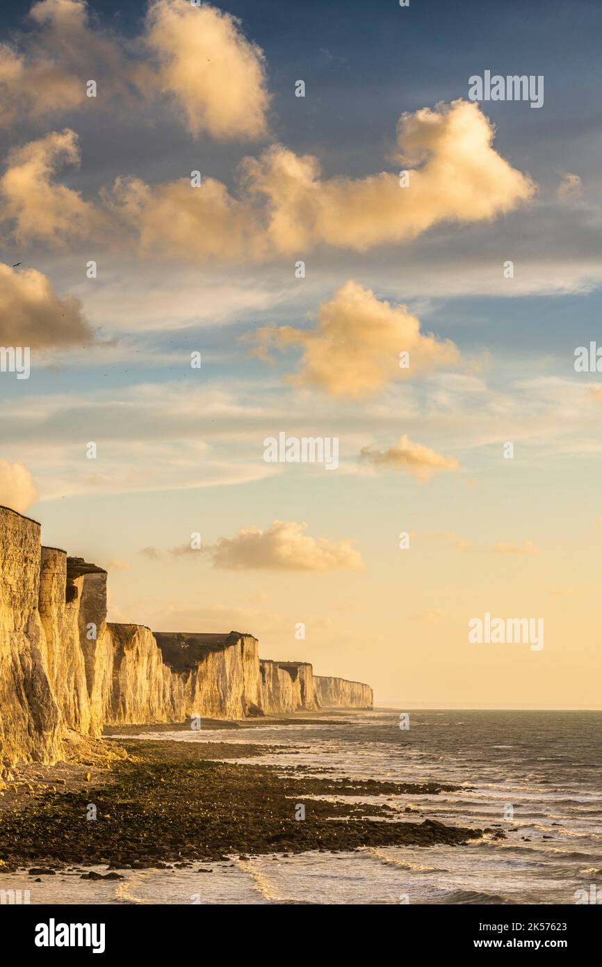 France, Somme, Baie de Somme, Ault, An evening at the foot of the ...