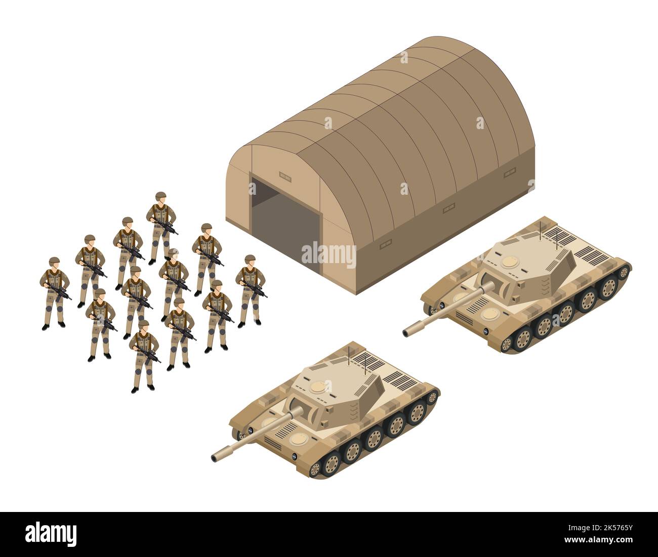Tank army armed troop isometric armed military transport 3D illustration Stock Vector Image ...