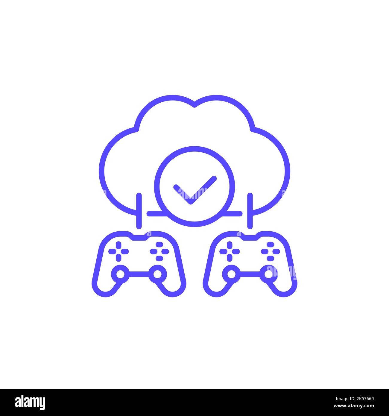 Cloud gaming line icon with game controllers Stock Vector Image & Art ...