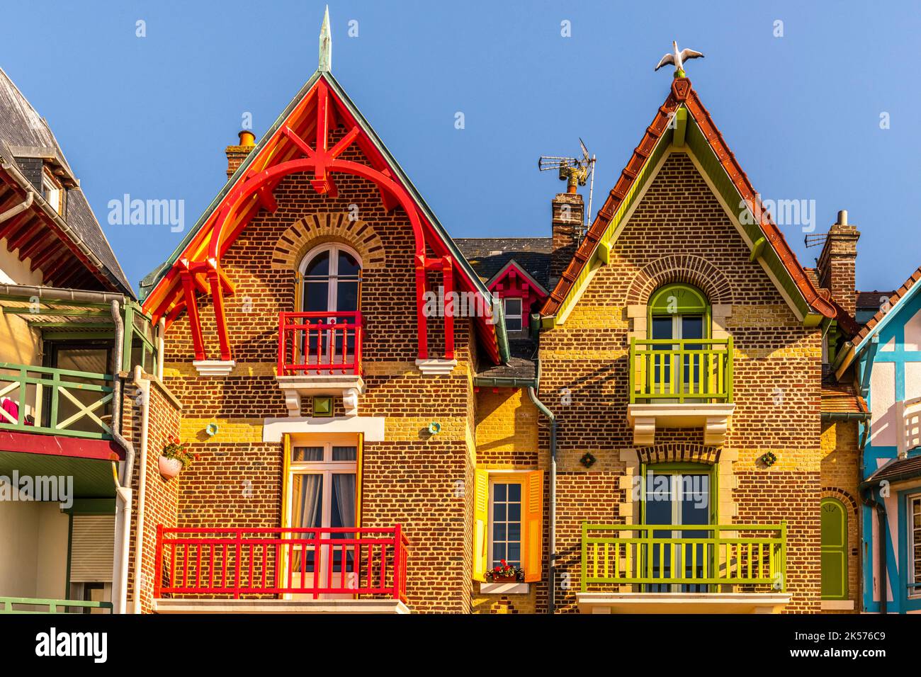 France, Somme, Baie de Somme, Mers les Bains, Seaside resort, Belle Epoque villas Stock Photo ...