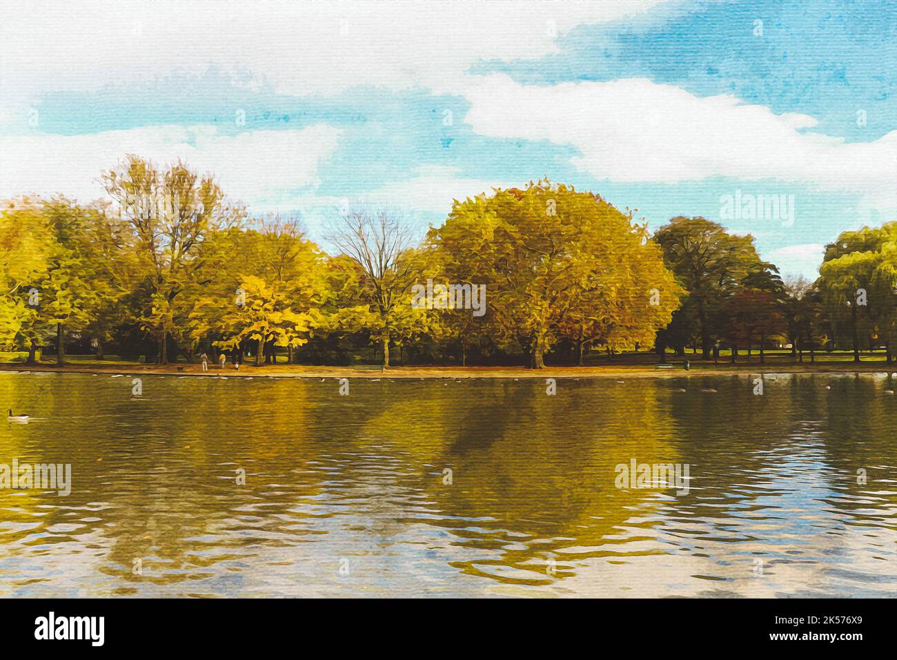 Victoria Park Tipton, West Midlands, England - watercolor painting on ...