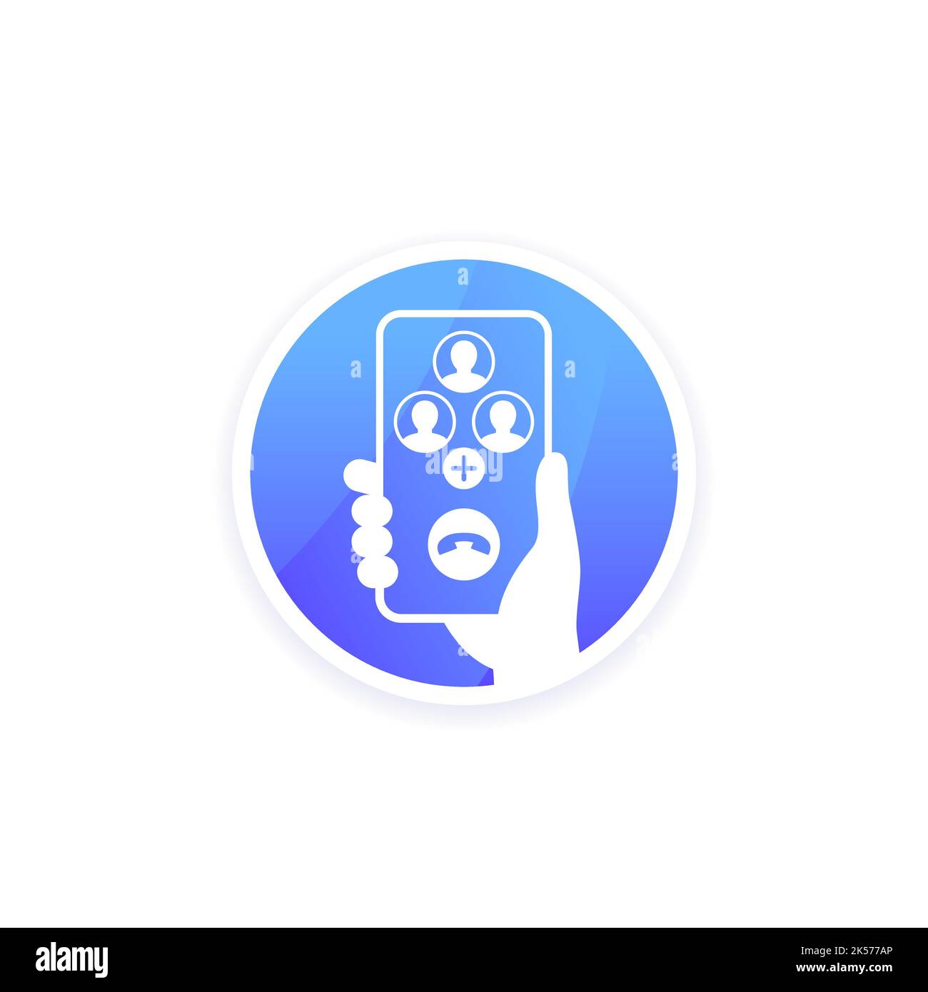 Conference call icon with phone in hand, vector Stock Vector Image ...