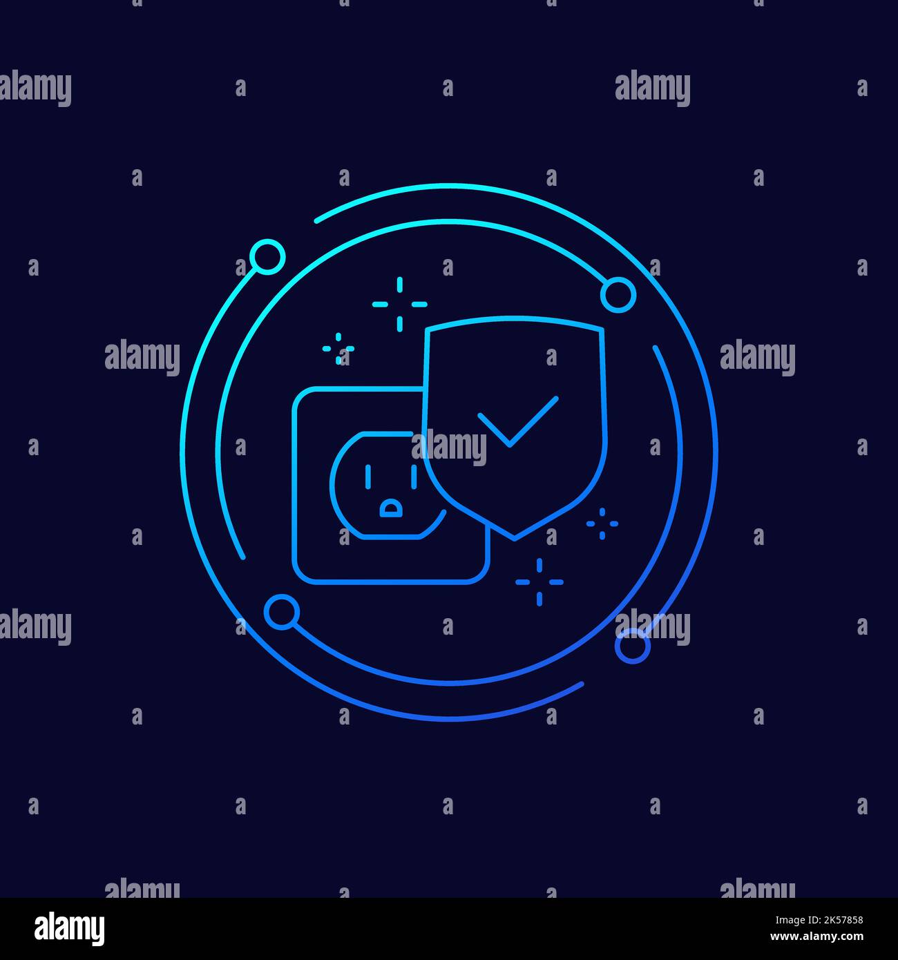surge protection line icon with shield, vector Stock Vector Image & Art ...