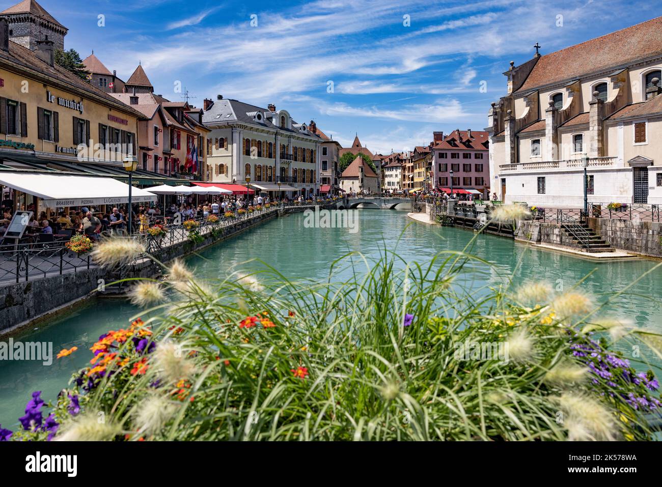 France, Haute-Savoie (74), Annecy, the old town and the Thiou river ...