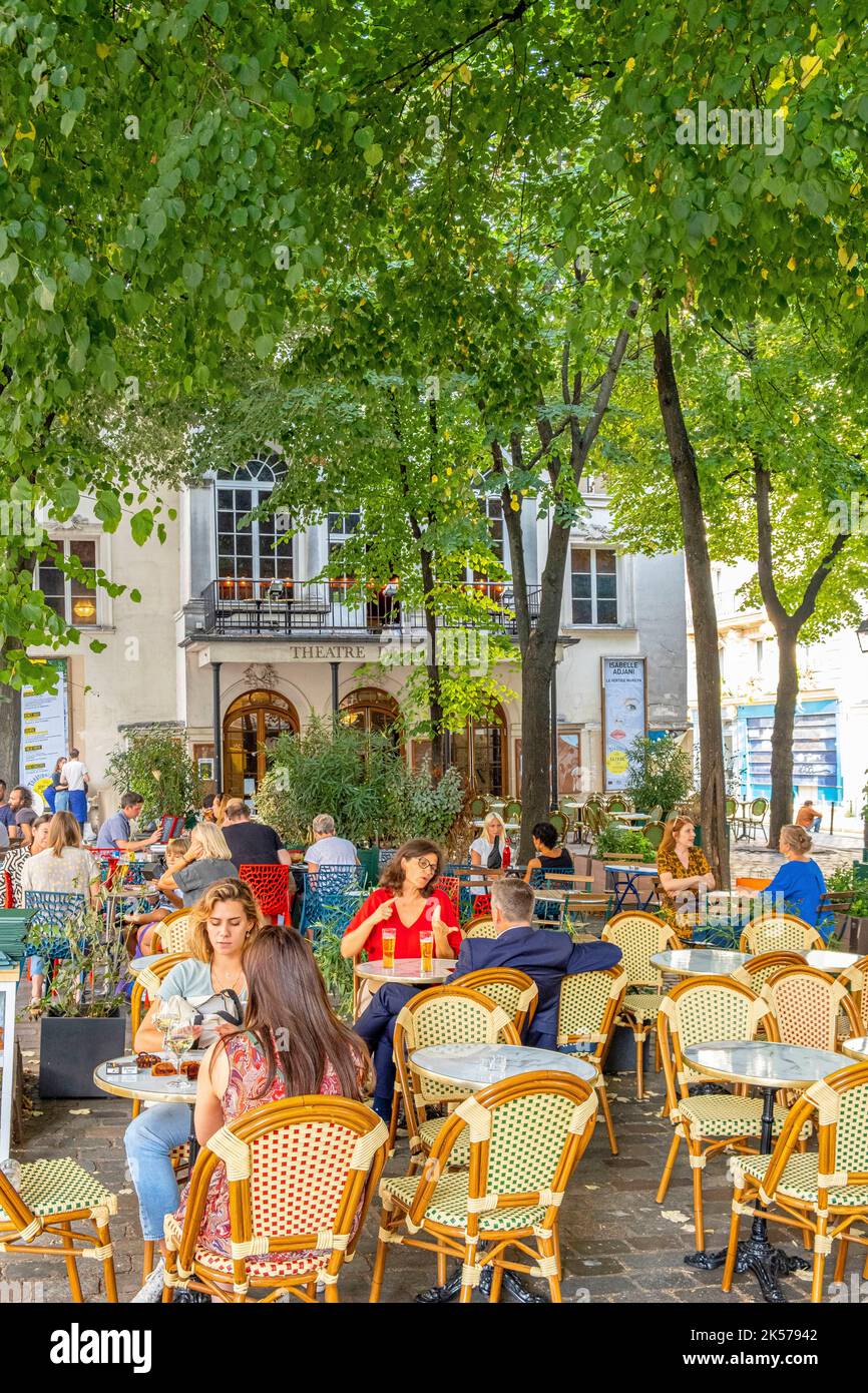 France, Paris, Montmartre district, place Charles Dullin and the ...