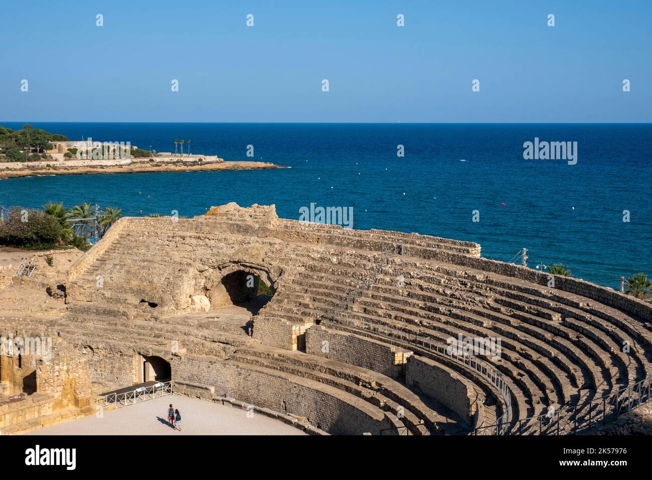 Spain, Catalonia, Tarragona, Roman Amphitheatre 2th century and remains ...