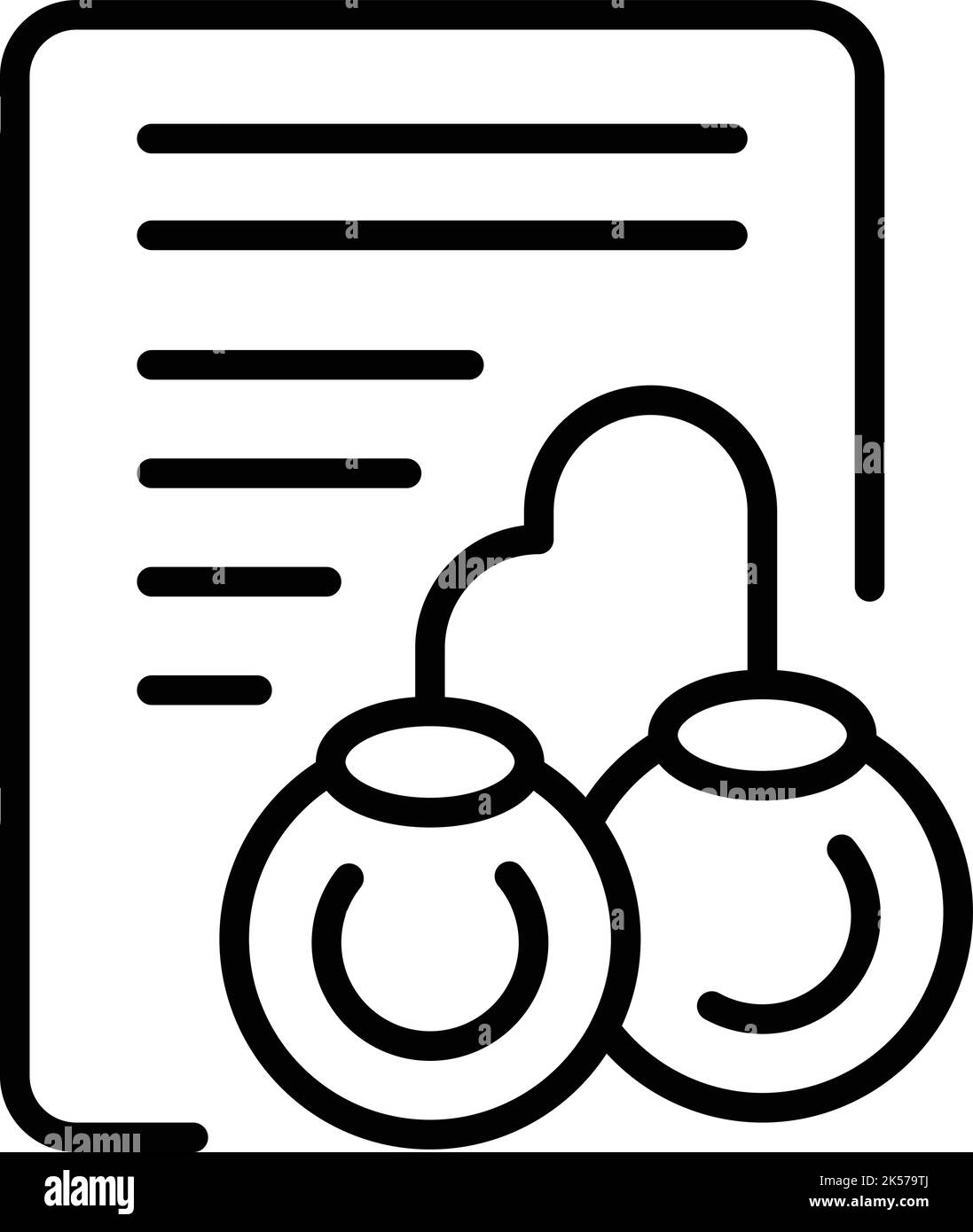 Handcuff paper icon outline vector. Hand jail. Police arrest Stock ...