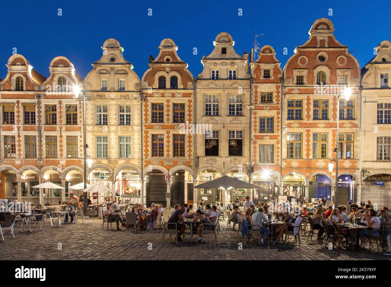 France, Pas de Calais, Arras, Grand Place, flemish baroque style houses ...