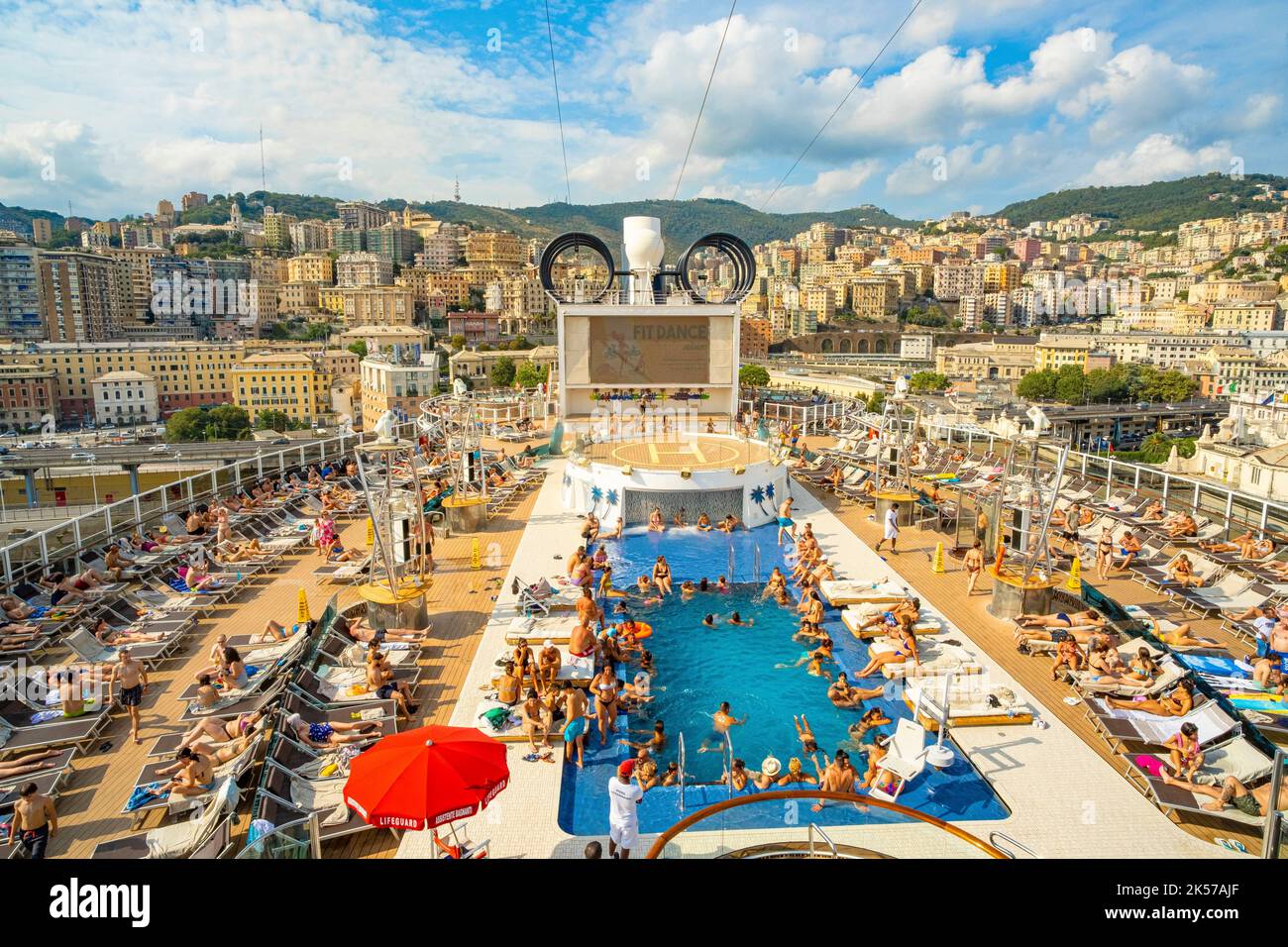 Italy, Liguria, Genoa, the port and the MSC Seaside boat Stock Photo ...