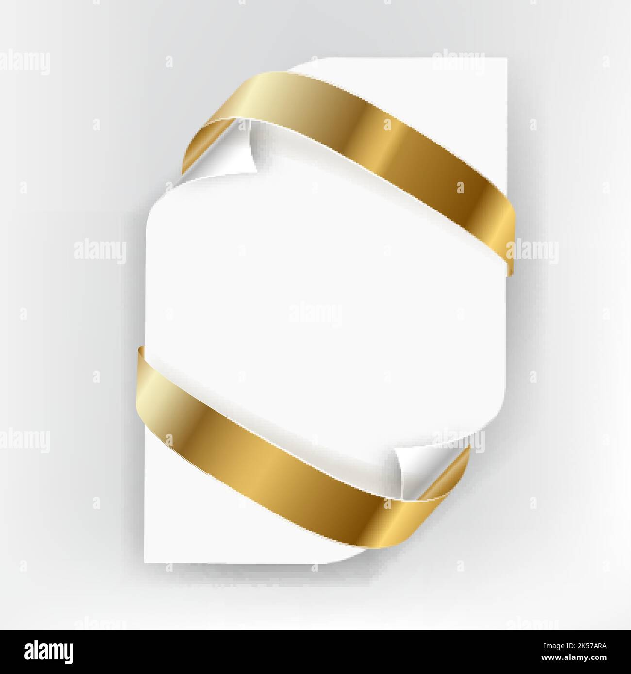 Beautiful wedding card - Golden ribbon around blank white paper, where ...