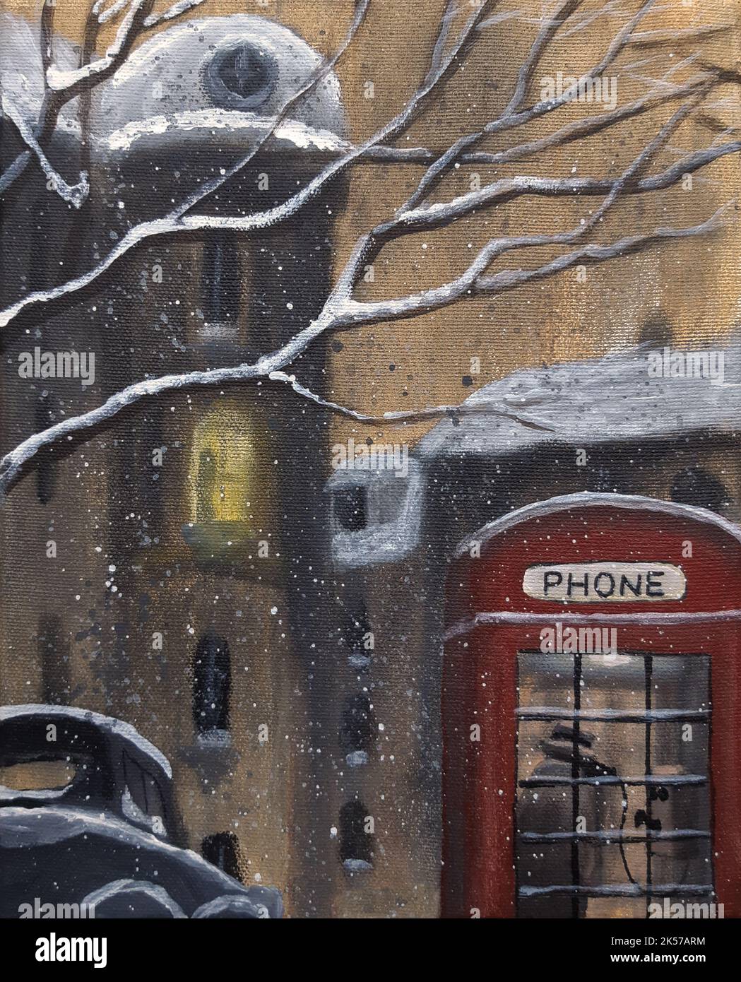 Vintage scene of a mysterious man making a call from an old-fashioned ...