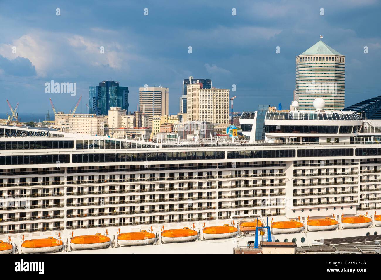 Italy, Liguria, Genoa, the port, cruise ship MSC Splendida Stock Photo ...