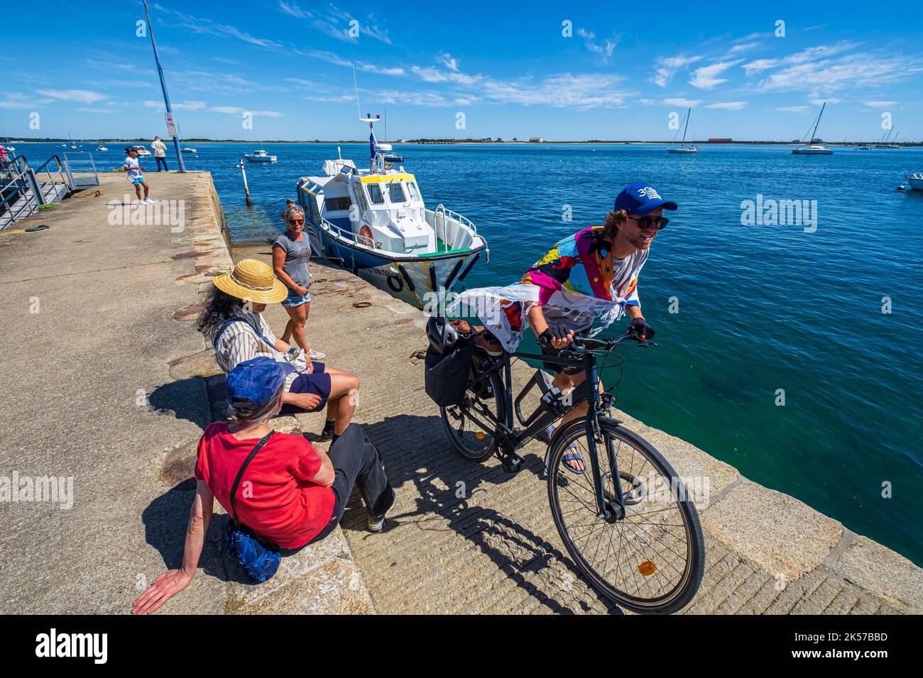 France, Morbihan, Port-Louis, boat to Gavres at the port of Locmalo ...