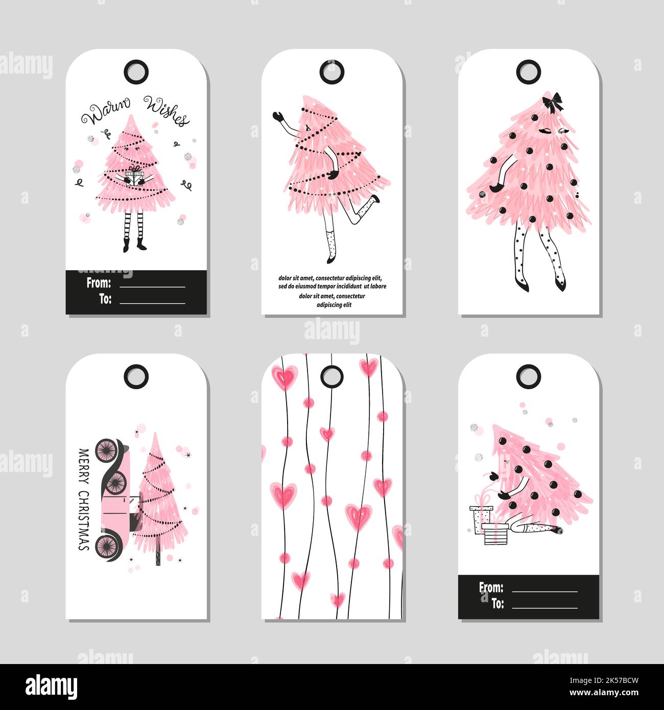 Christmas gift tags. Vector set of Merry Christmas and Happy New Year ...