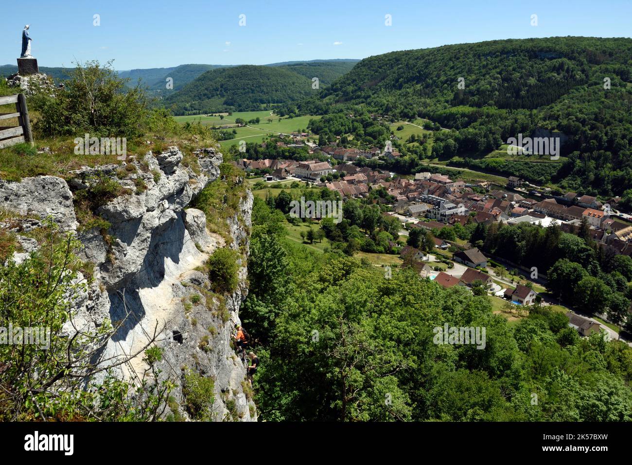 France, Doubs, Ornans, La Roche du Mont, cliffs, via ferrata, the ...