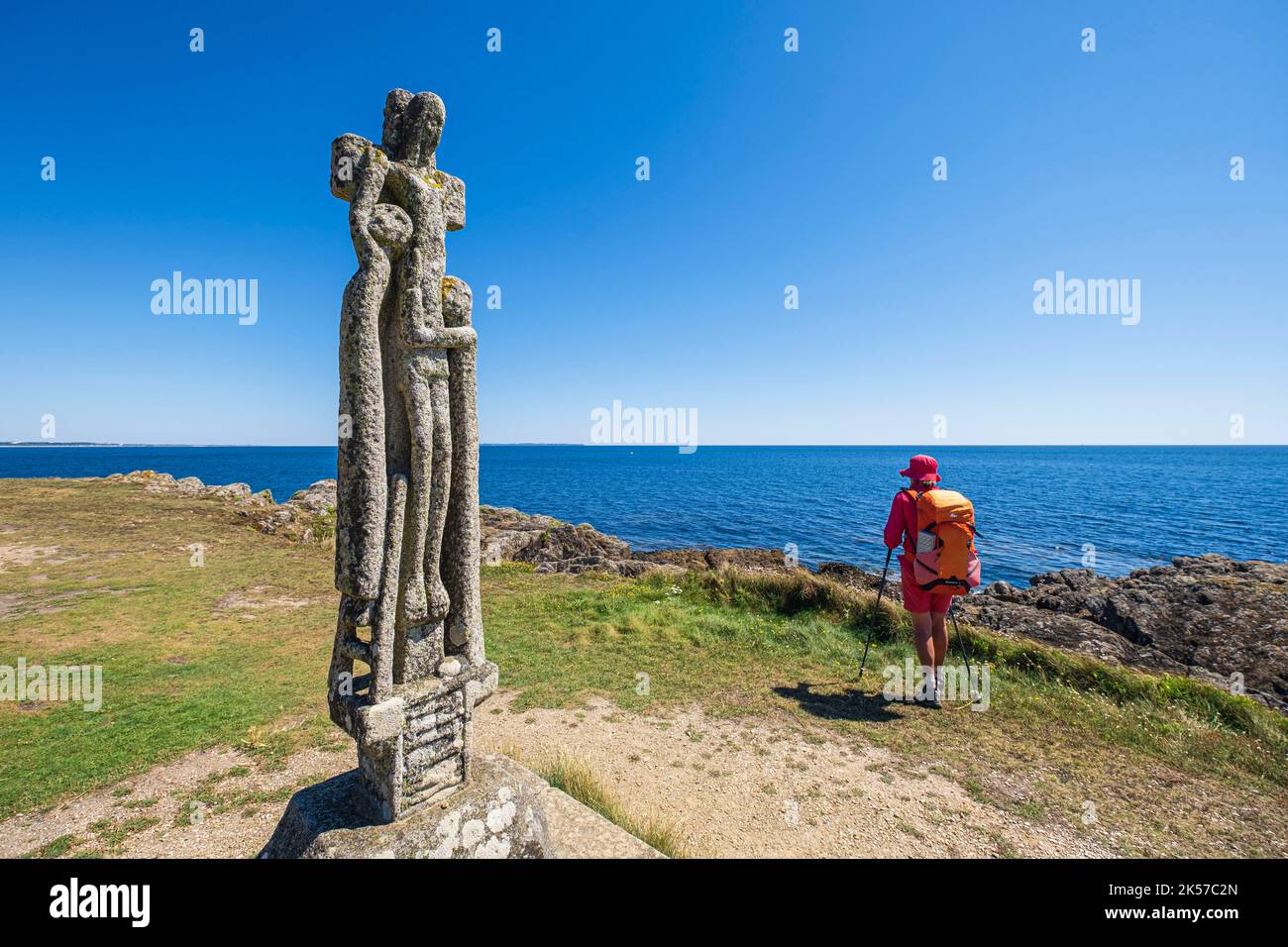 France, Finistere, Clohars-Carnoet, Kerkorn statue, calvary by the ...