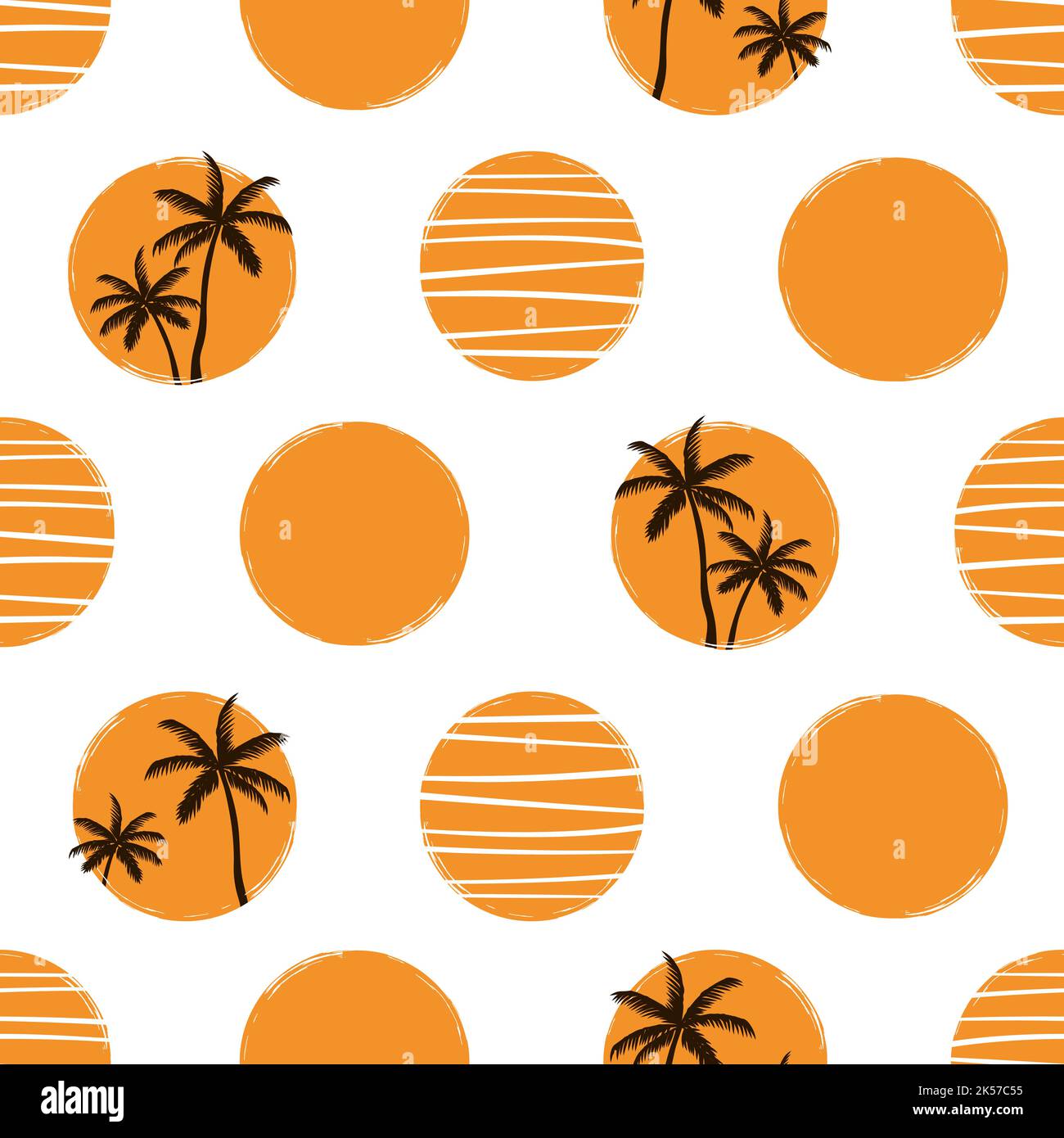 Seamless tropical pattern with palm trees. Polka dot background. Summer ...