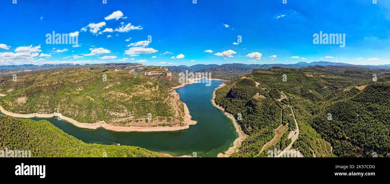 Spain, Catalonia, Sau reservoir (Pantà de Sau) (aerial view Stock Photo ...