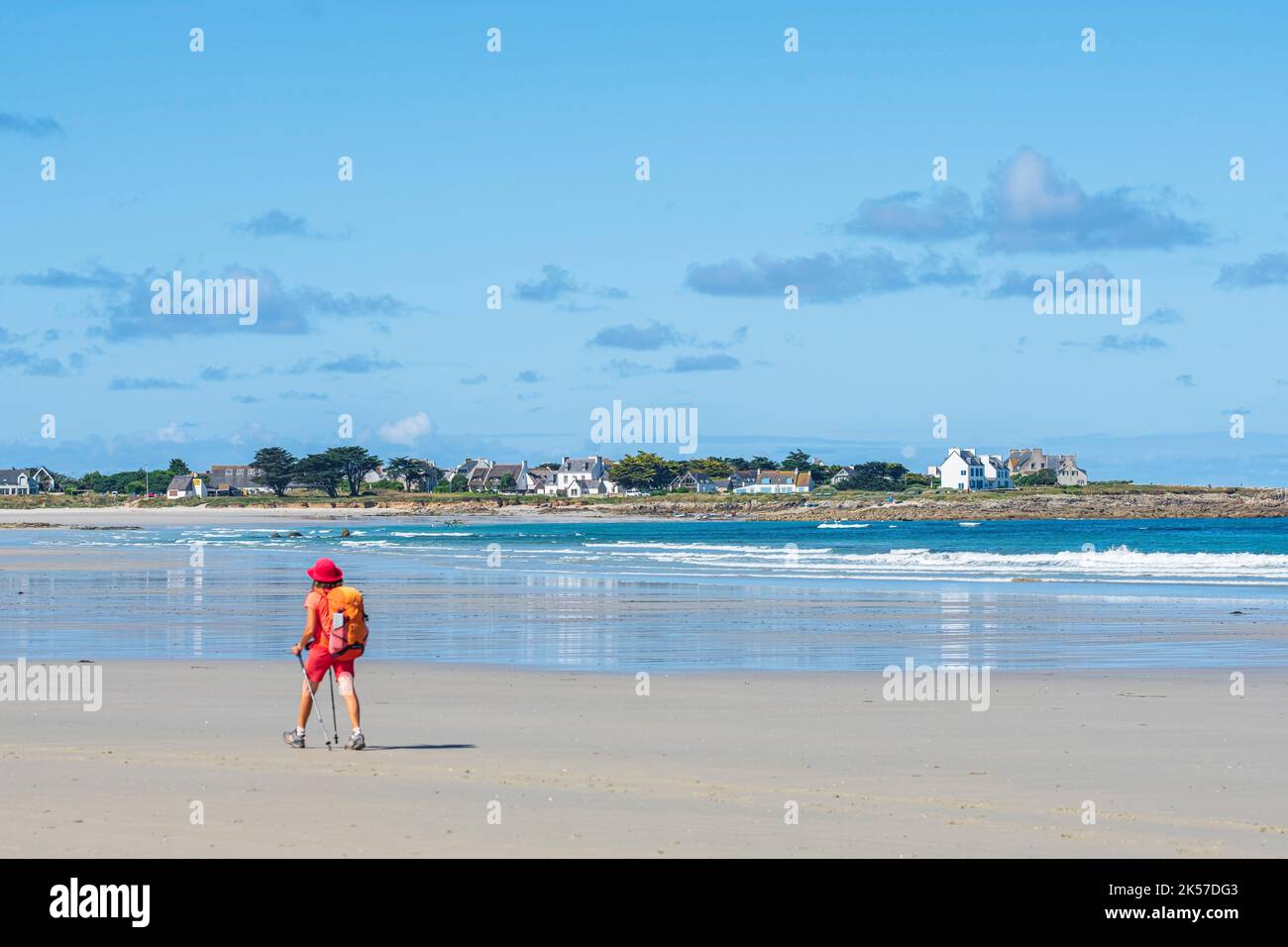 France, Finistere, Penmarc'h, Pors Carn beach, hike on the coastal ...