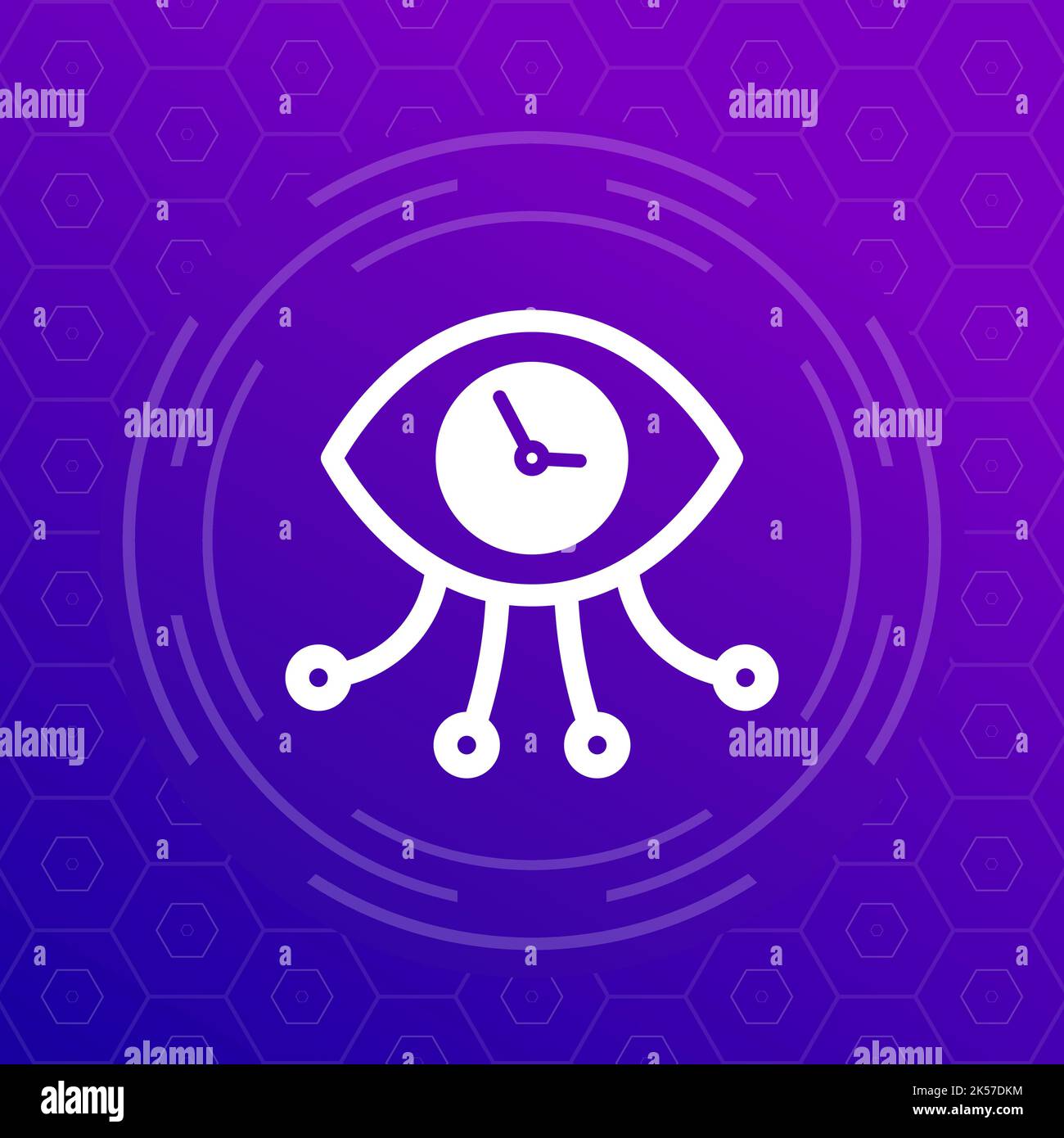eye and clock, time tracking or monitoring icon Stock Vector Image ...