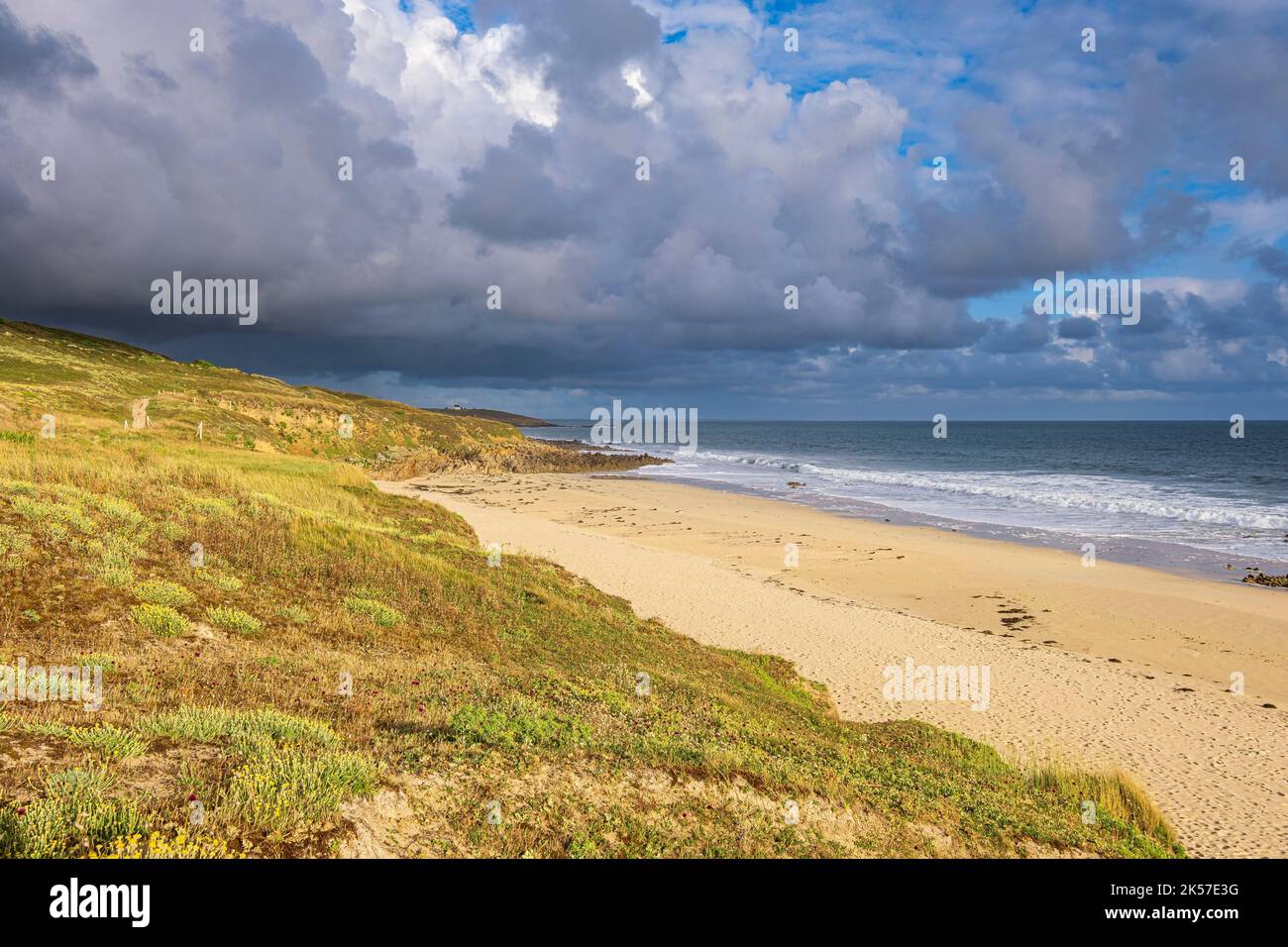 France, Finistere, Audierne Bay, Plouhinec, Mesperleuc beach along the ...