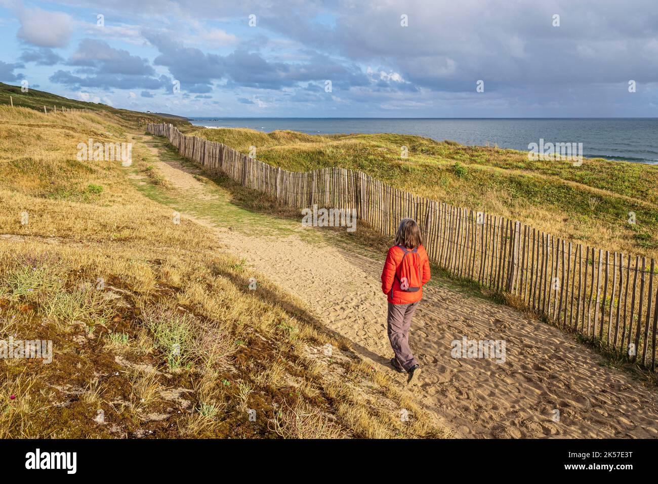 France, Finistere, Audierne Bay, Plouhinec, the coastal footpath or GR ...