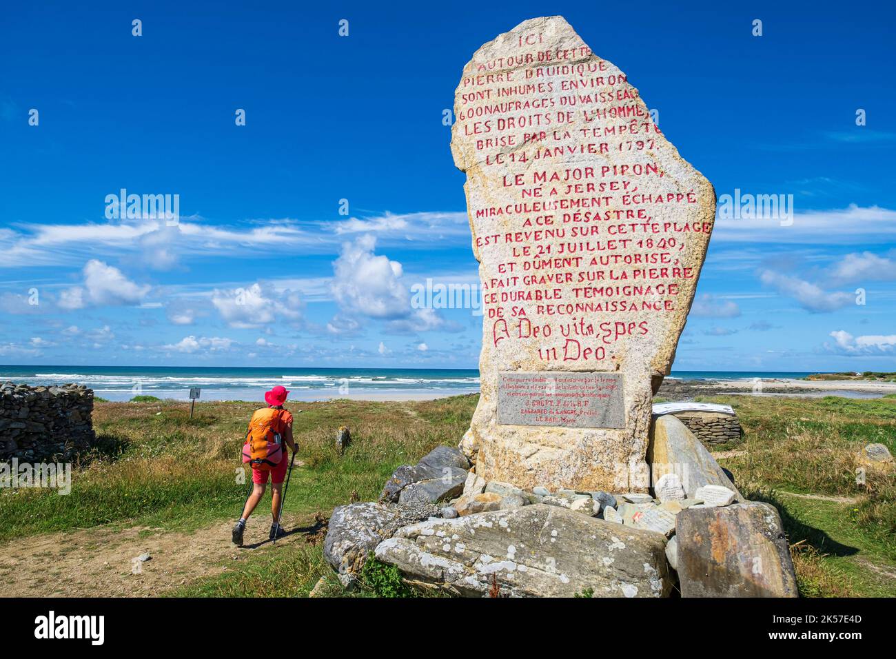 France, Finistere, Audierne Bay, Plozevet, hike on the coastal footpath ...