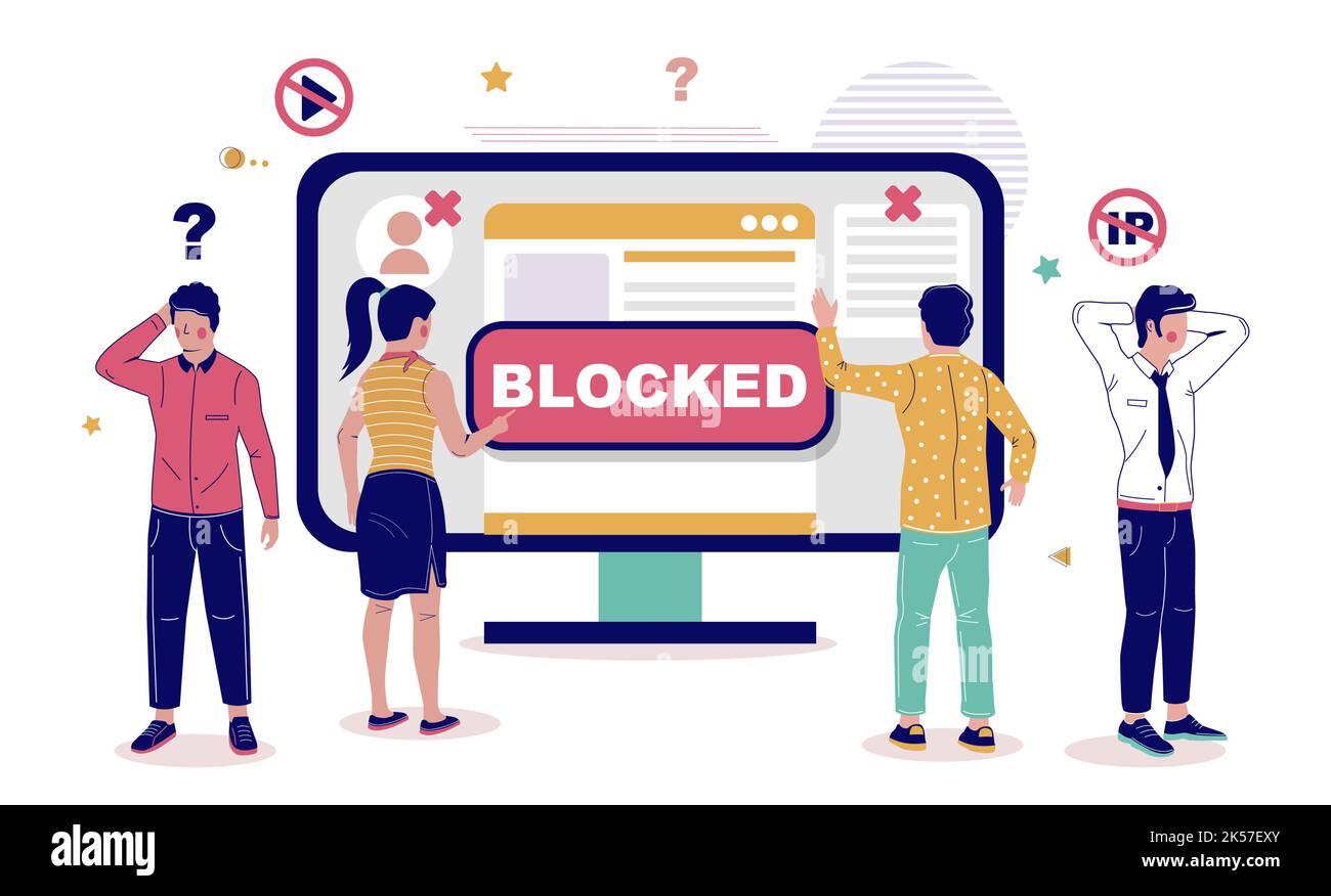 Web site ip blocked flat vector illustration Stock Vector Image & Art ...