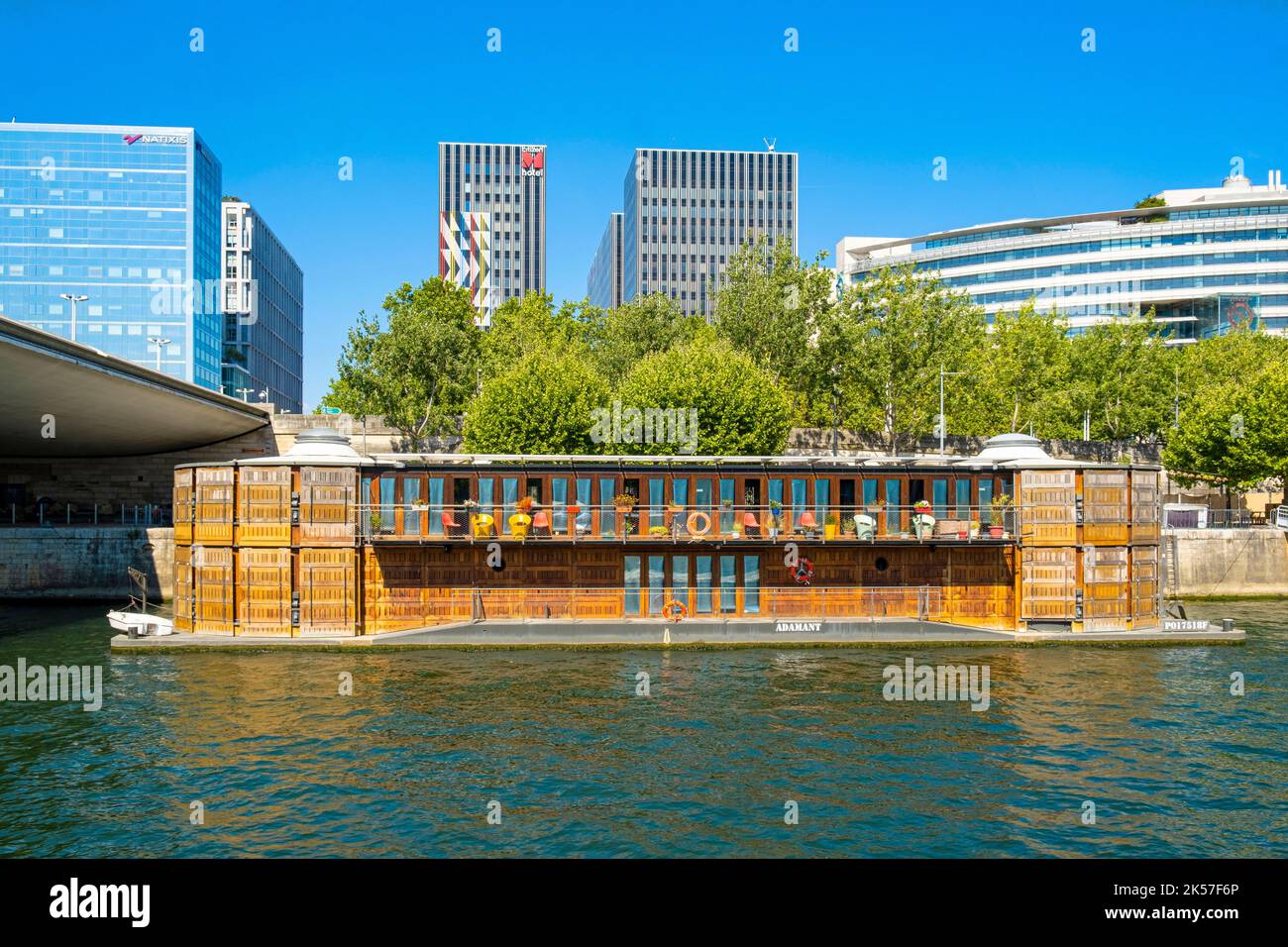 France, Paris, port de la Rapee, the Adamant, floating hospital barge ...