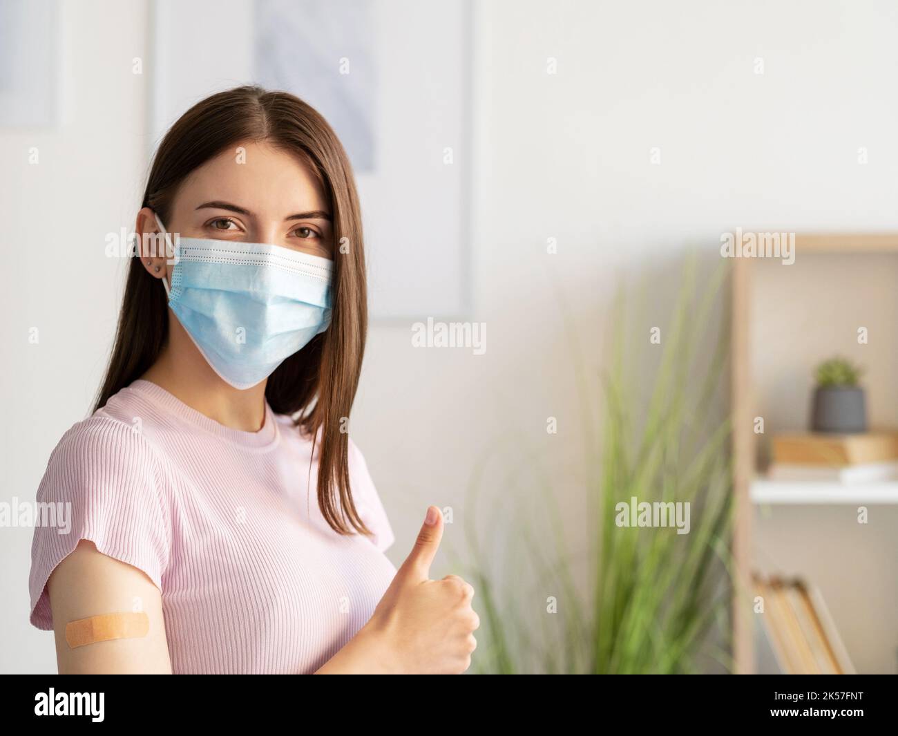 Pandemic protection. Female patient. Vaccination result. Satisfied ...