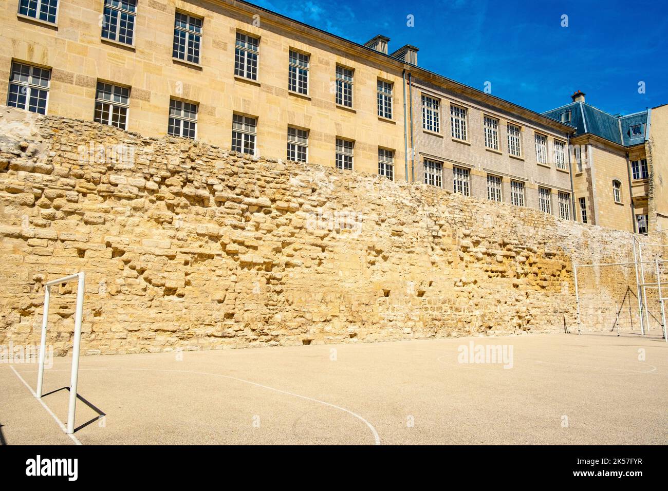 France, Paris, Marais district, Saint Paul Gardens sports ground ...