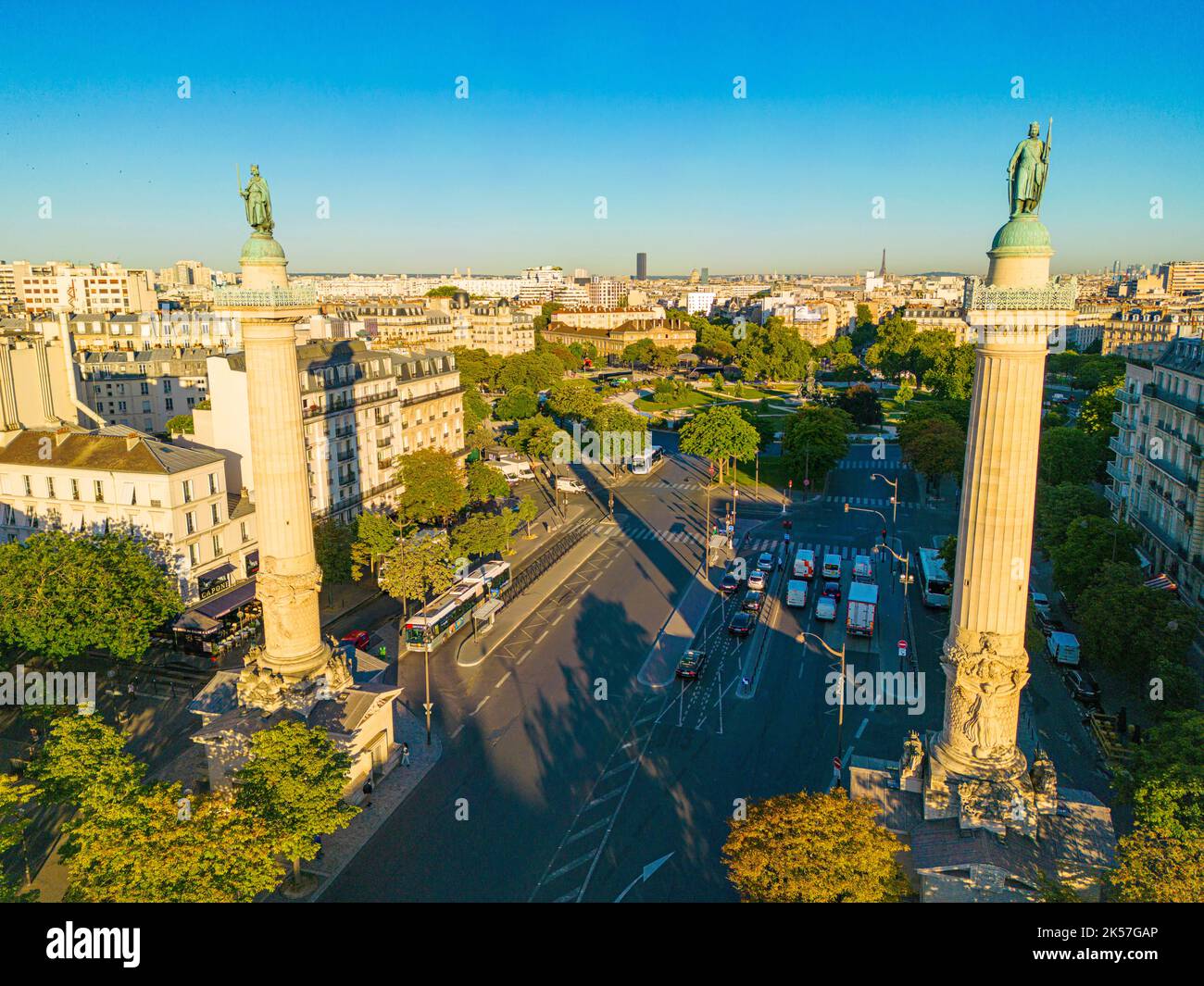 France, Paris, Place de la Nation, the columns of the Throne, statue of ...