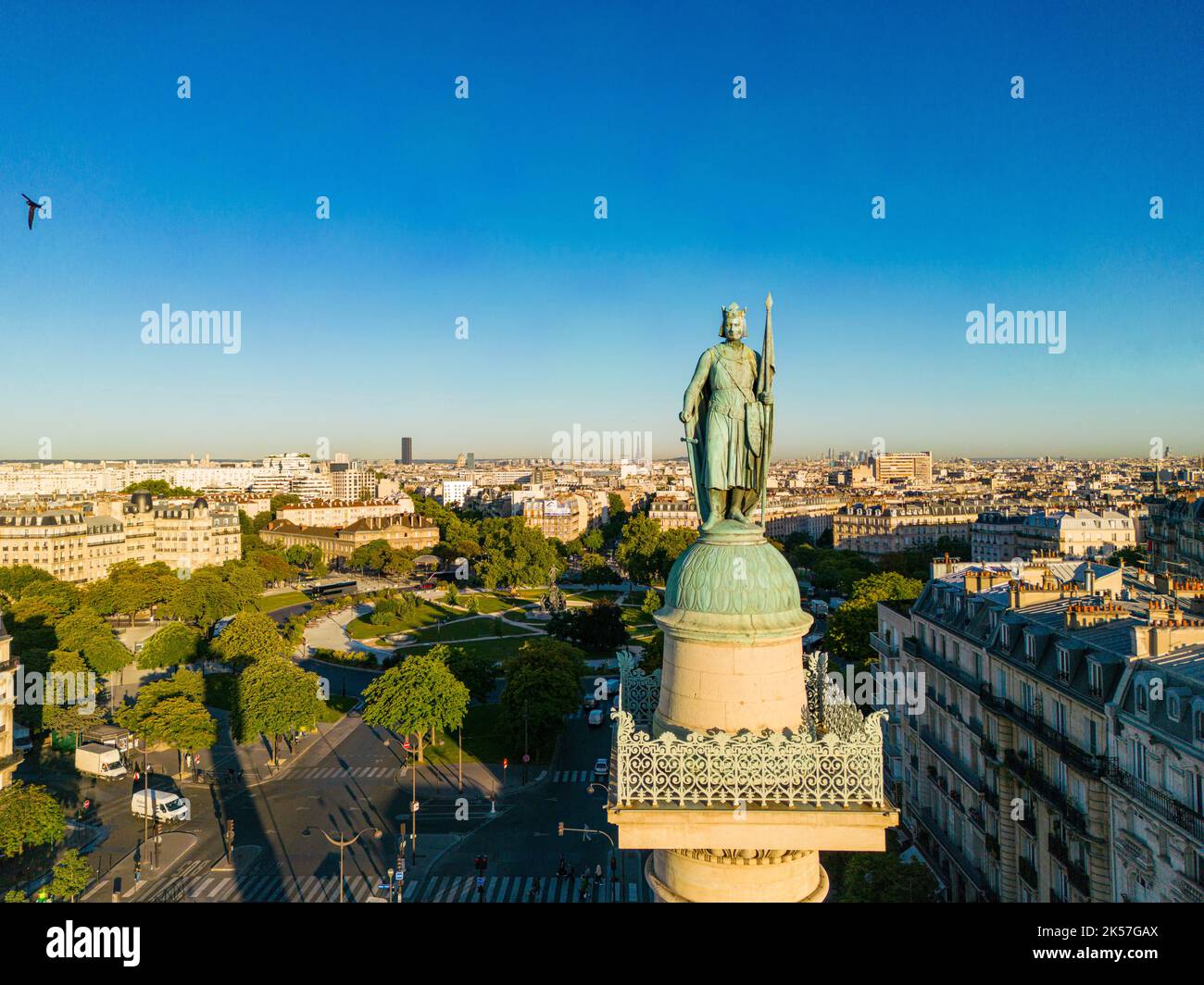 France, Paris, Place de la Nation, the columns of the Throne, statue of ...