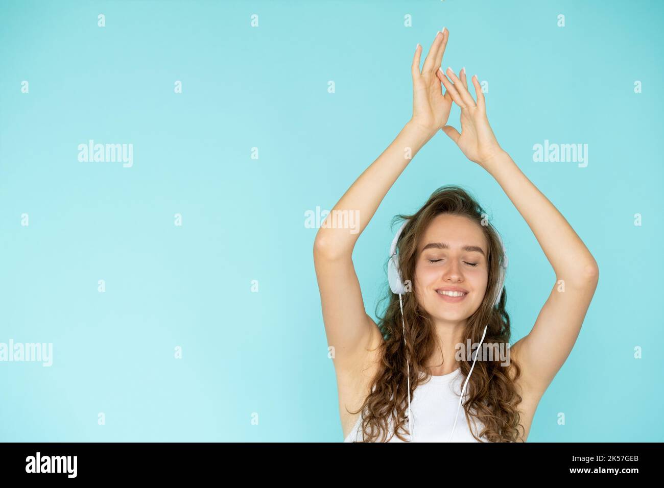 enjoying music inspired woman sound relaxation Stock Photo - Alamy