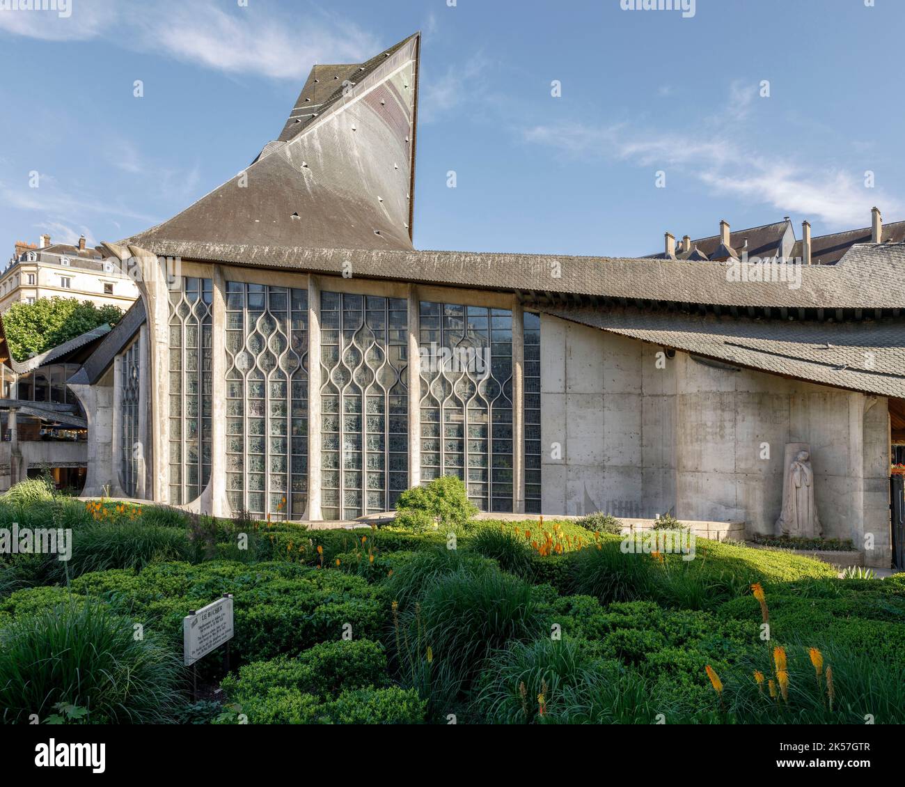 France, Seine Maritime, Rouen, Place du Vieux-Marché, small garden and ...