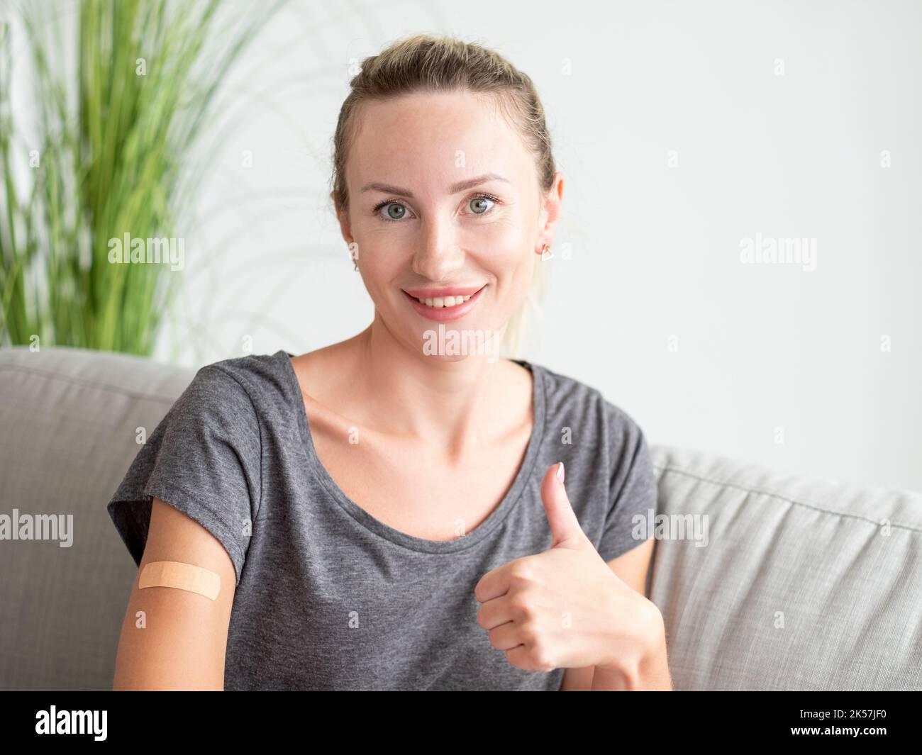 like gesture female patient vaccination procedure Stock Photo - Alamy