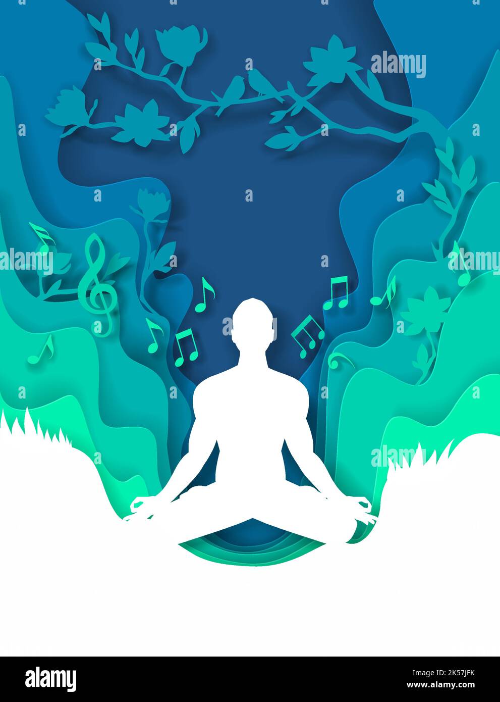 Character relax in zen vector meditation poster Stock Vector Image ...