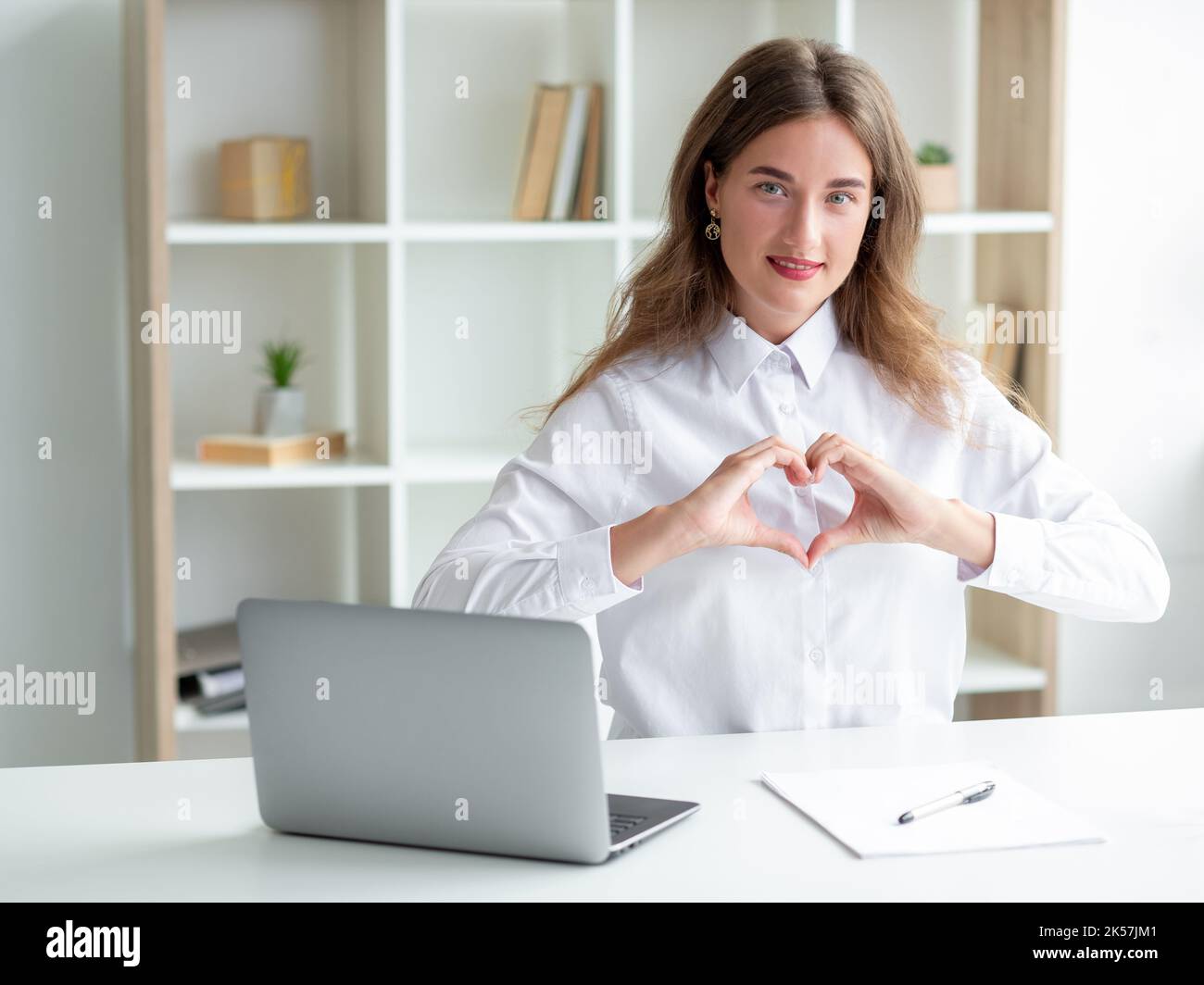 sending love office woman inspired work pretty Stock Photo - Alamy