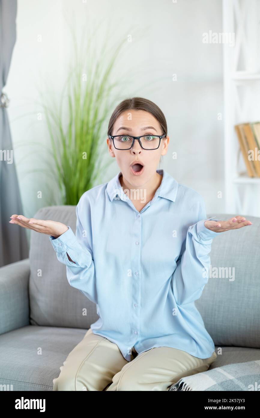Shocked woman. Omg reaction. Awkward question. Dumbfounded clueless ...