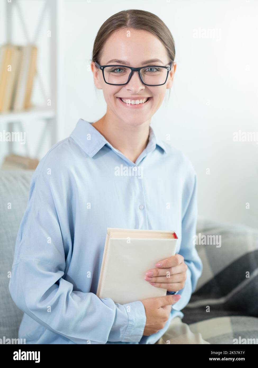 Smart woman. Home tutoring. Private coaching. Portrait of confident ...