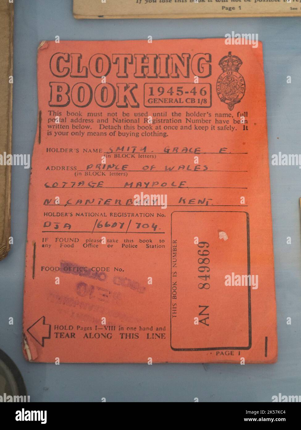 A "Clothing Book 1945-46", a ration book issued in 1945, in the RAF ...