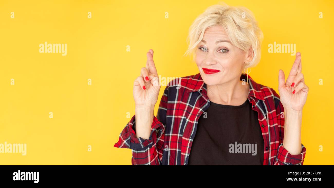 good luck hopeful woman sincere beliefs faithful Stock Photo - Alamy